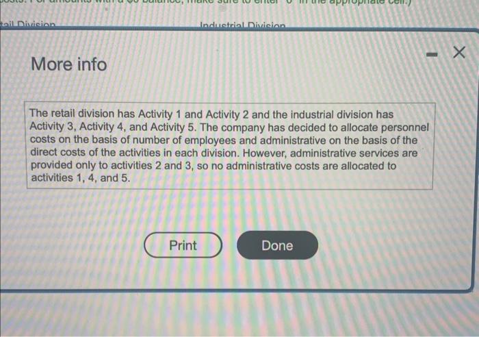 Solved More info The retail division has Activity 1 and | Chegg.com