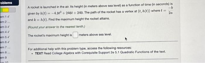 Solved oblems em 1 em 2... em 3 √ em 4 em 5 √ em 6 √ em | Chegg.com