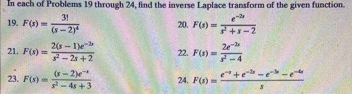 Solved In each of Problems 19 through 24 , find the inverse | Chegg.com