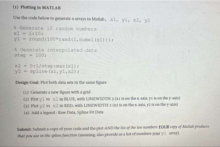 Solved (1) Plotting in MATLAB Use the code below to generate | Chegg.com