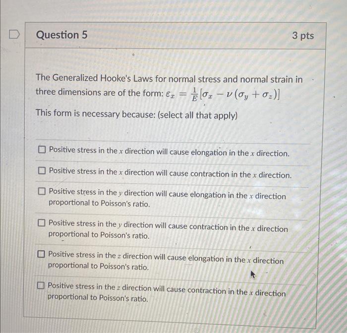 Solved The Generalized Hooke's Laws for normal stress and | Chegg.com