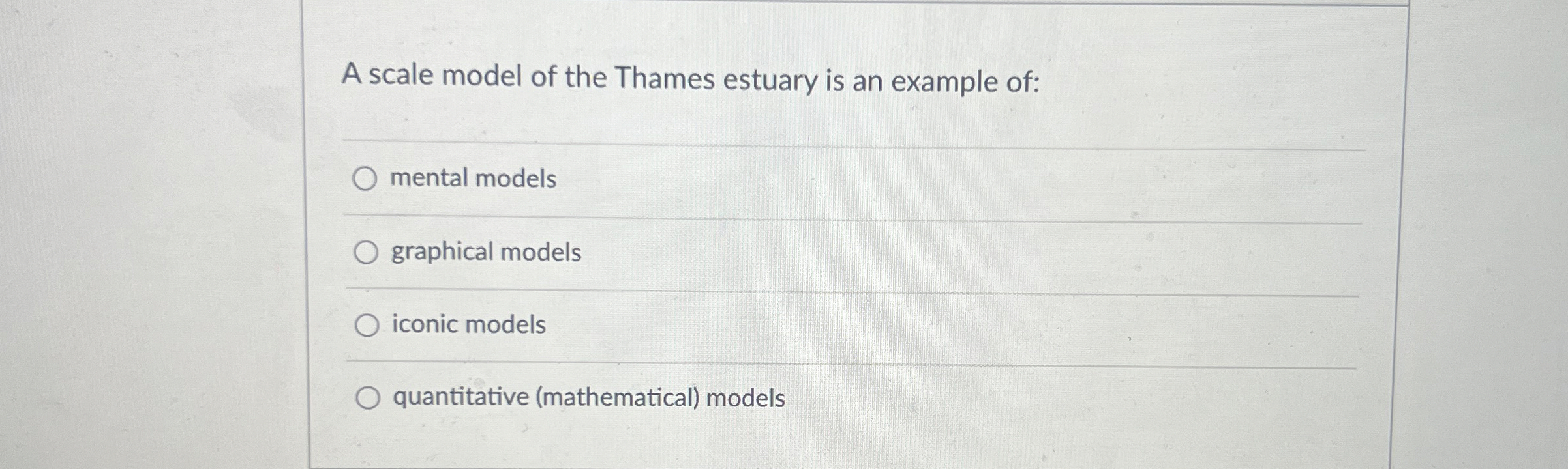 Solved A scale model of the Thames estuary is an example | Chegg.com