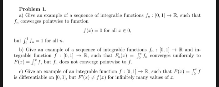 Solved Problem 1 a) Give an example of a sequence of | Chegg.com