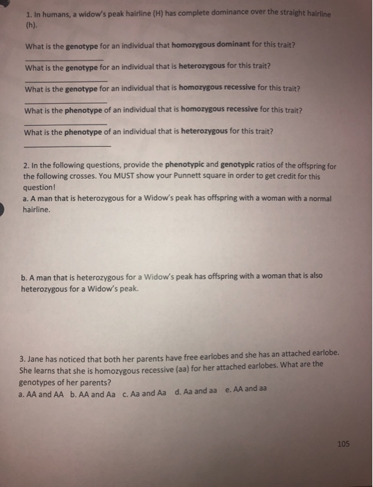 Solved 1. In humans, a widow's peak hairline (H) has | Chegg.com