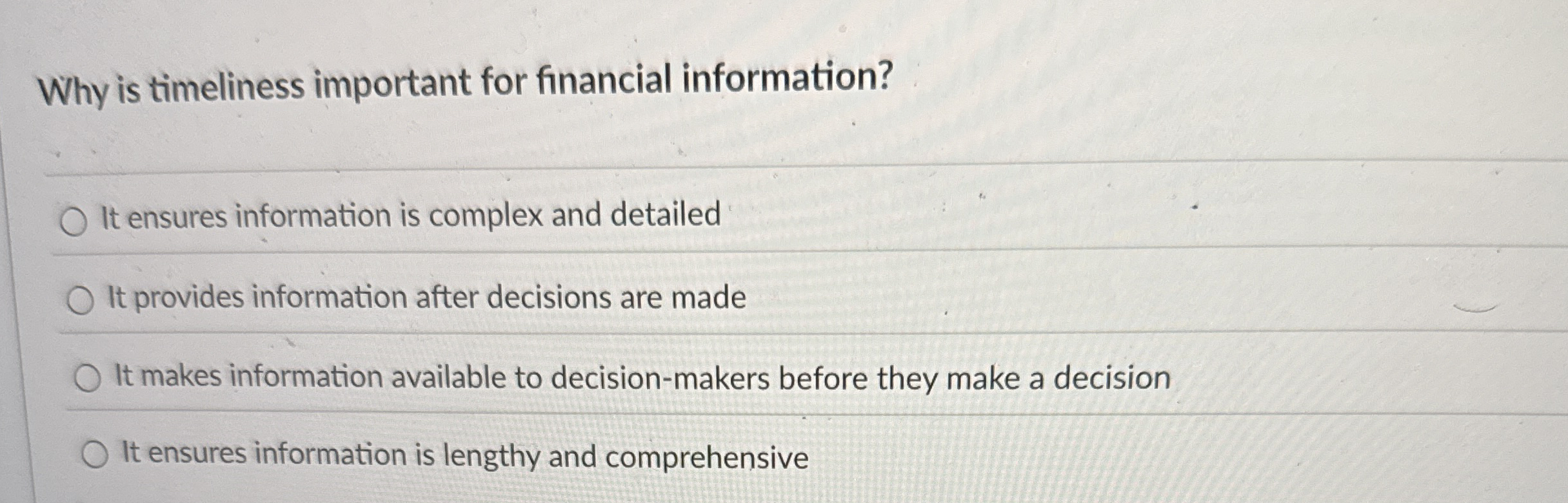 Why is timeliness important for financial | Chegg.com