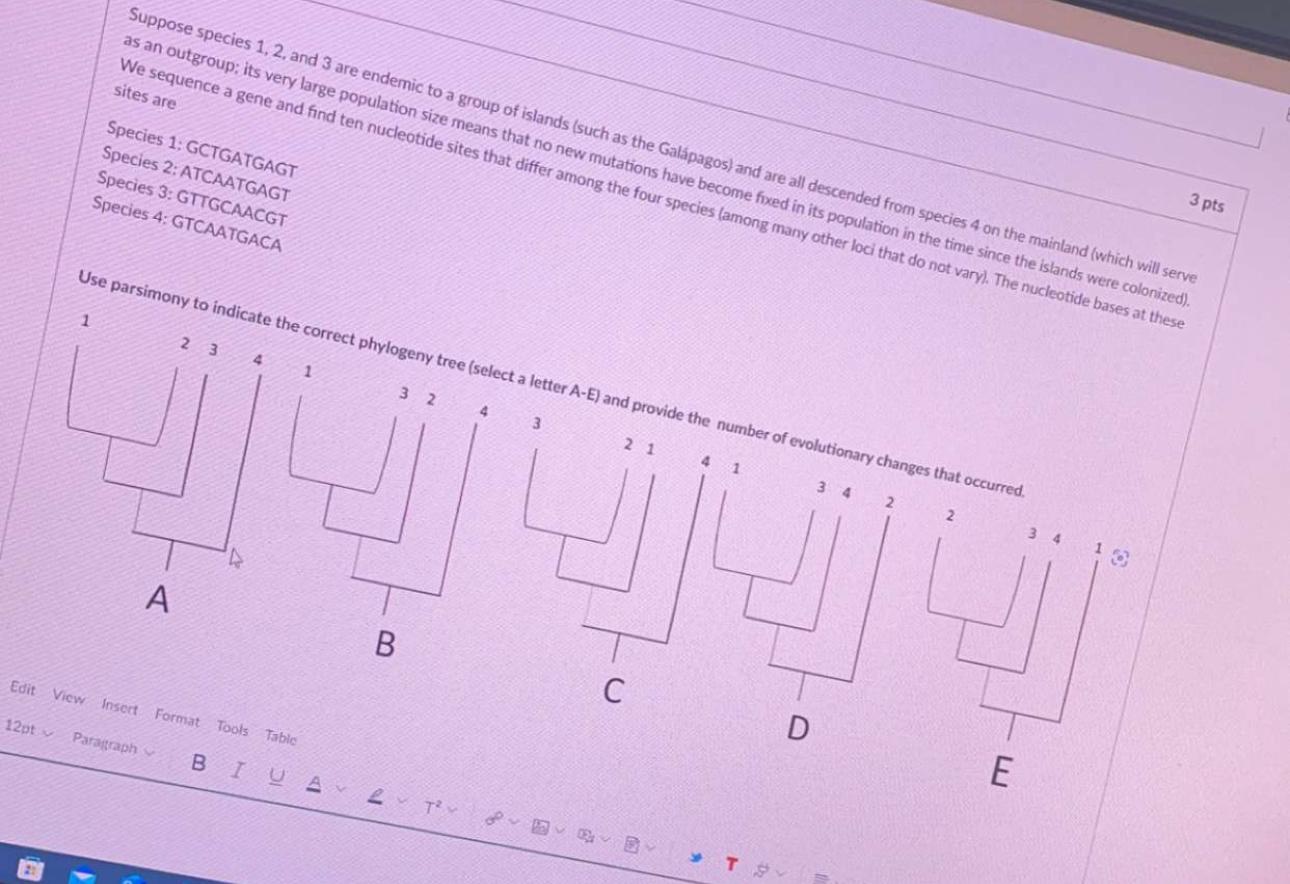 Solved Suppose species 1, 2 , ﻿and 3 ﻿are endemic to a group | Chegg.com
