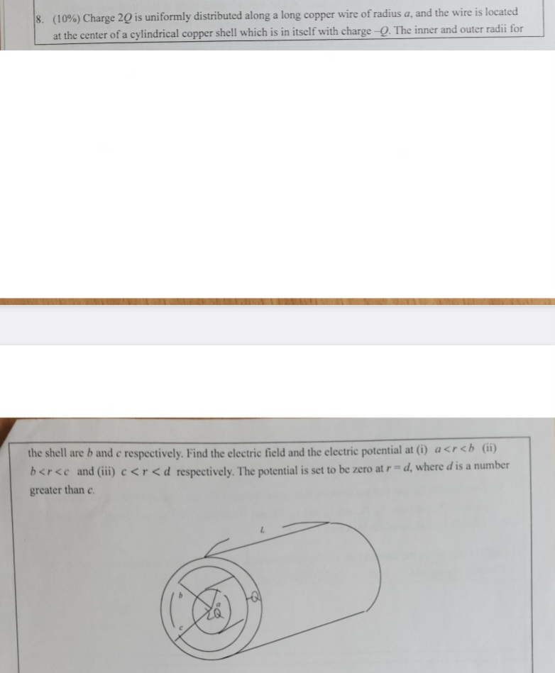 ( 10% ) ﻿Charge 2Q ﻿is uniformly distributed along a | Chegg.com