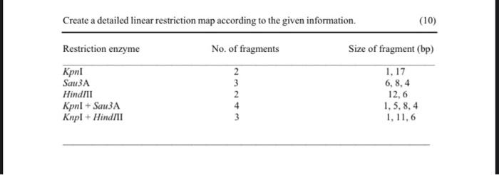 Solved Create a detailed linear restriction map according to | Chegg.com