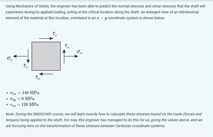 Solved Using Mechanics of Solids, the engineer has been able | Chegg.com
