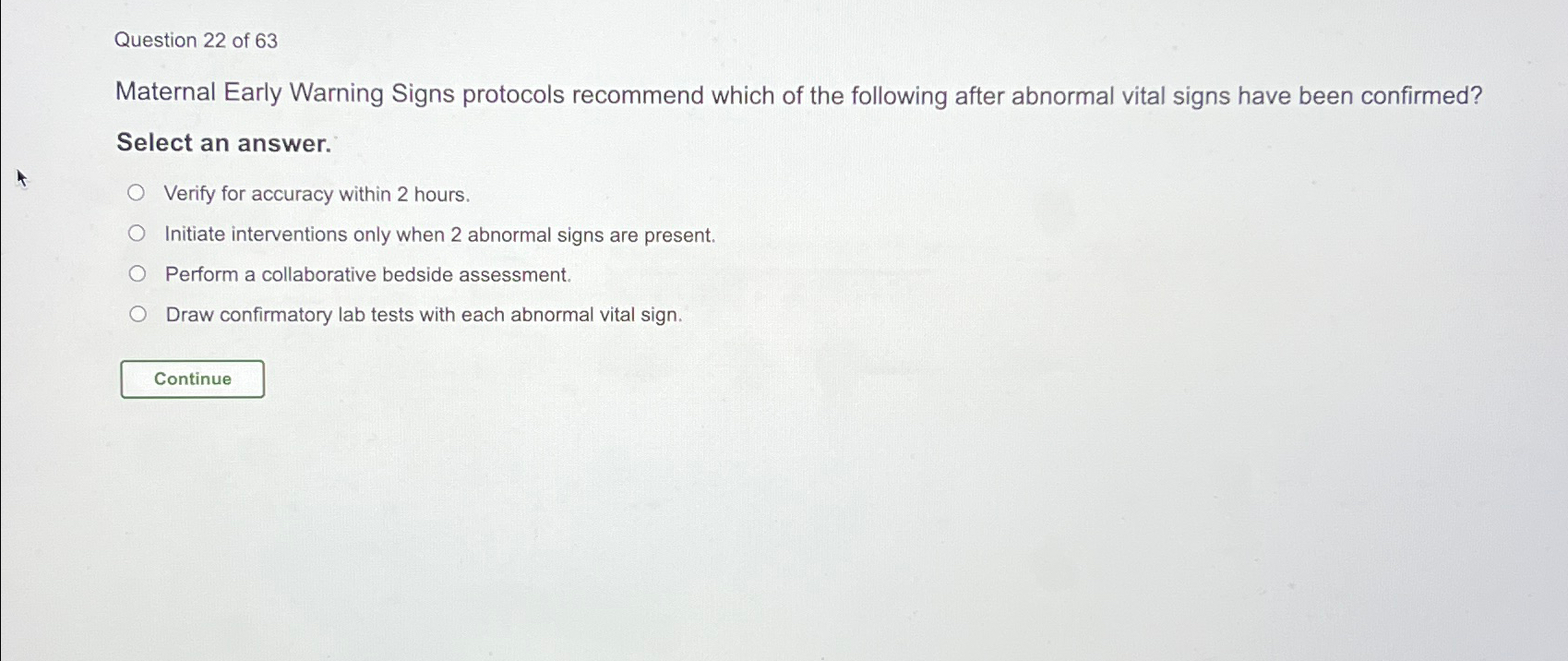 Solved Question 22 ﻿of 63Maternal Early Warning Signs | Chegg.com