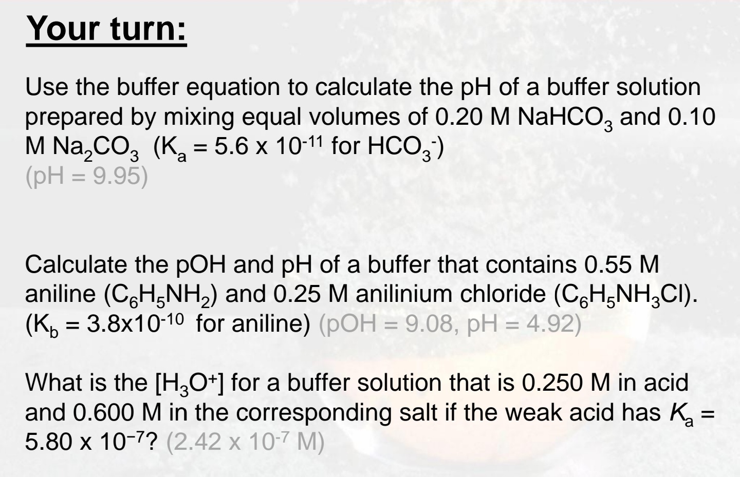 Solved Use the buffer equation to calculate the pH ﻿of a | Chegg.com