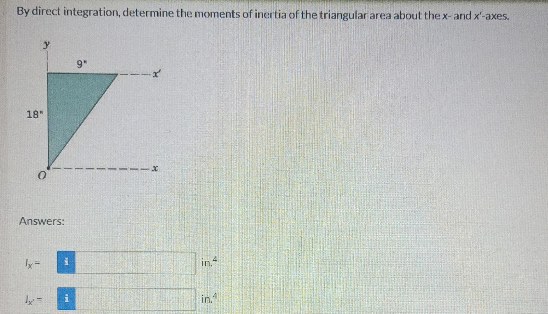 [Solved]: By direct integration, determine the mom