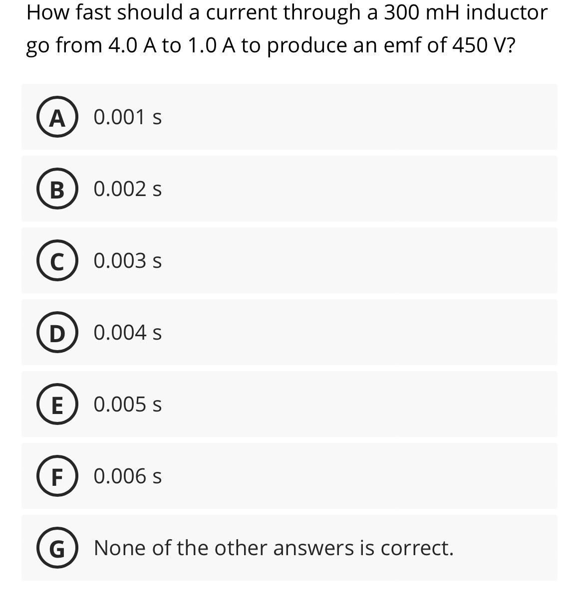Solved How fast should a current through a 300mH ﻿inductor | Chegg.com