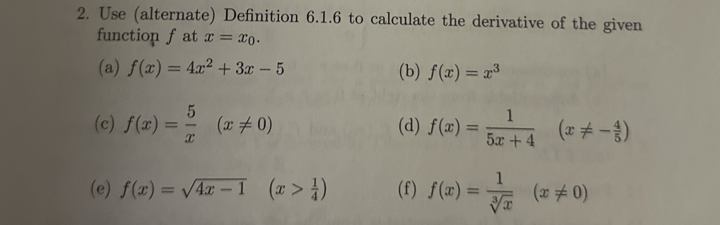 Solved Use (alternate) ﻿Definition 6.1.6 ﻿to calculate the | Chegg.com