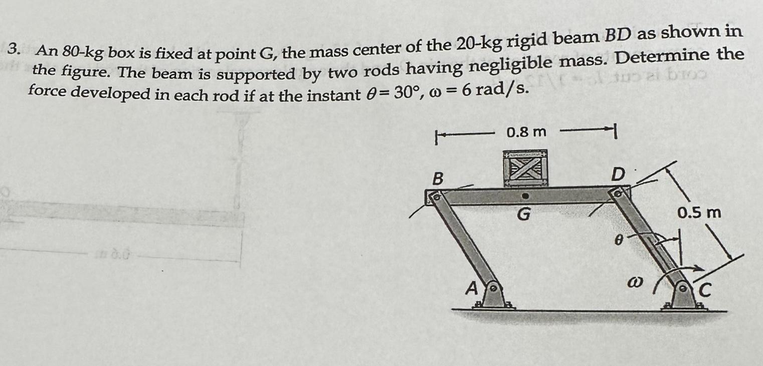 Solved An 80-kg ﻿box is fixed at point G, ﻿the mass center | Chegg.com