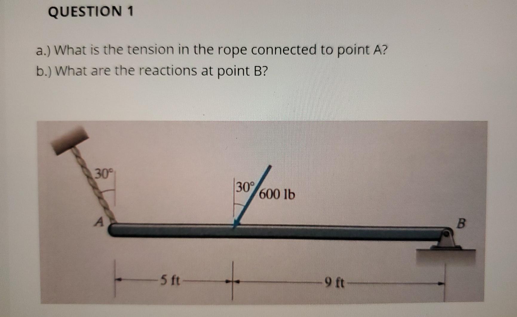 Solved QUESTION 1 a.) What is the tension in the rope | Chegg.com