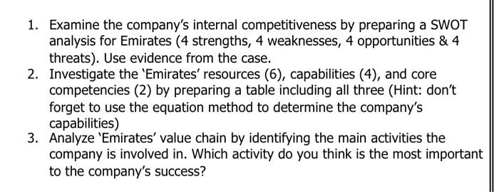 Solved 1. Examine the company's internal competitiveness by | Chegg.com