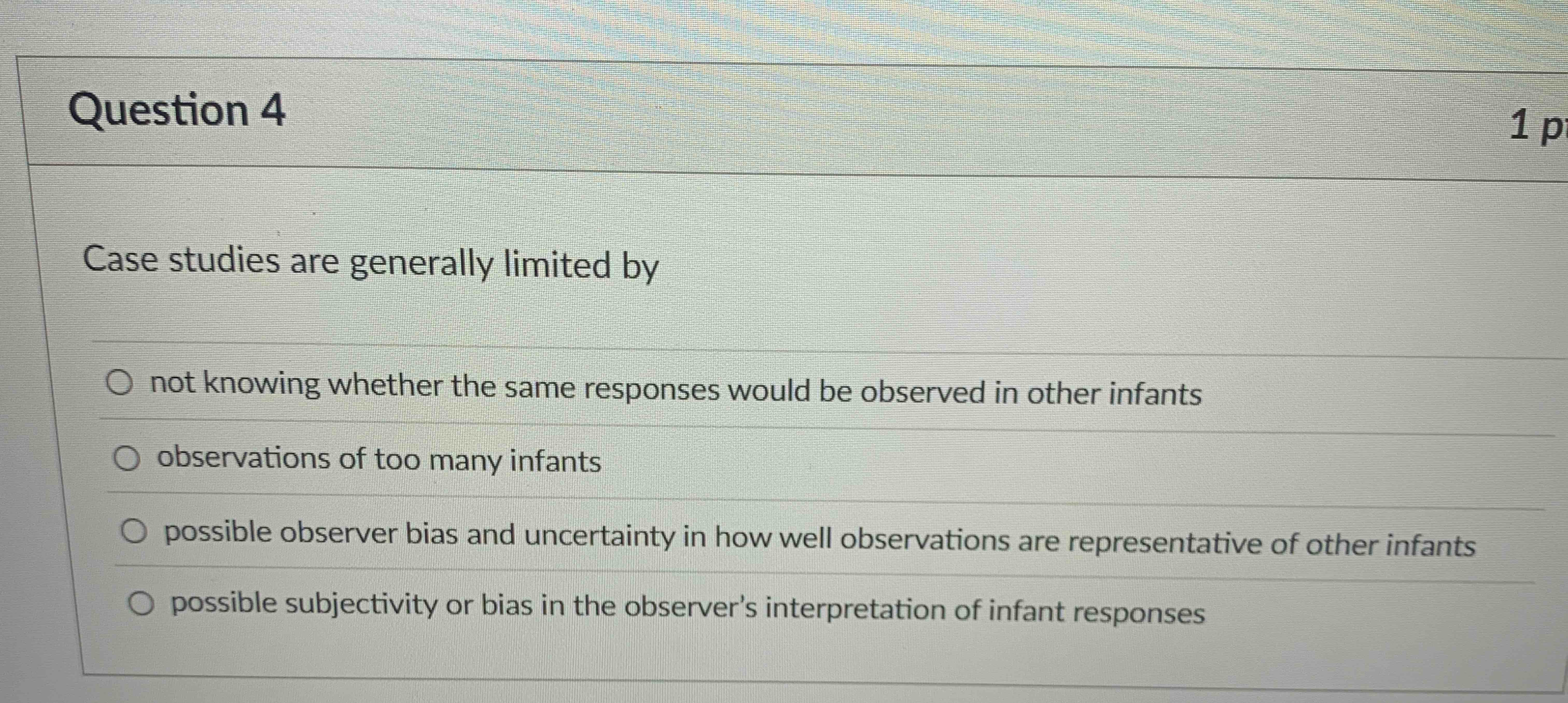 Solved Case studies are generally limited by Question 4Case | Chegg.com
