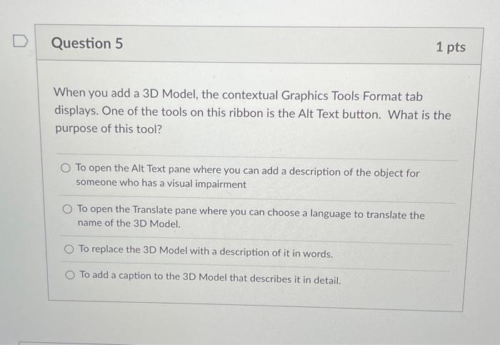 Solved When you add a 3D Model, the contextual Graphics | Chegg.com