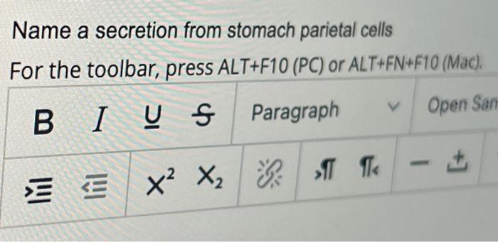 Solved Name a secretion from stomach parietal cells | Chegg.com