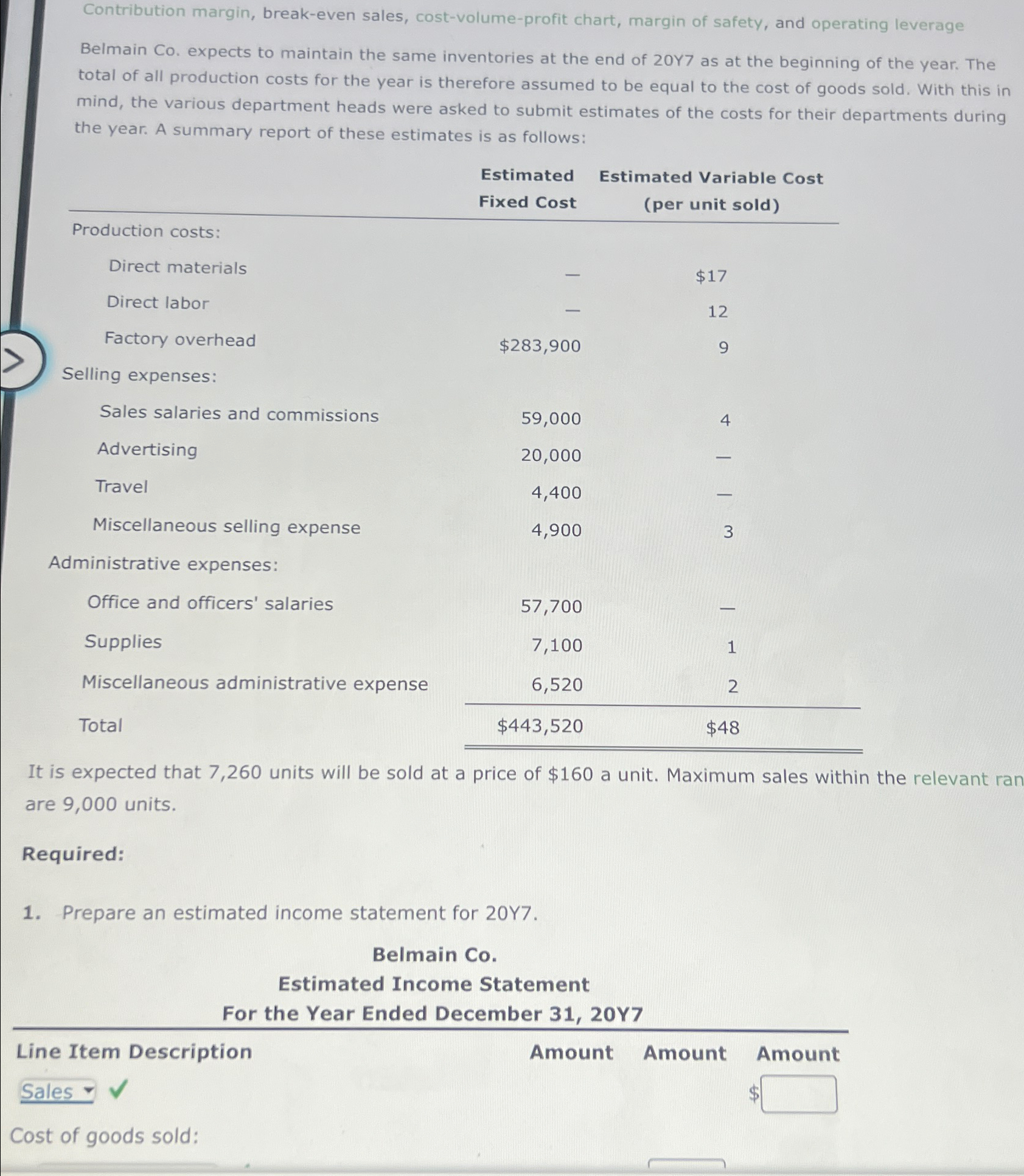 Solved Contribution margin, break-even sales, | Chegg.com