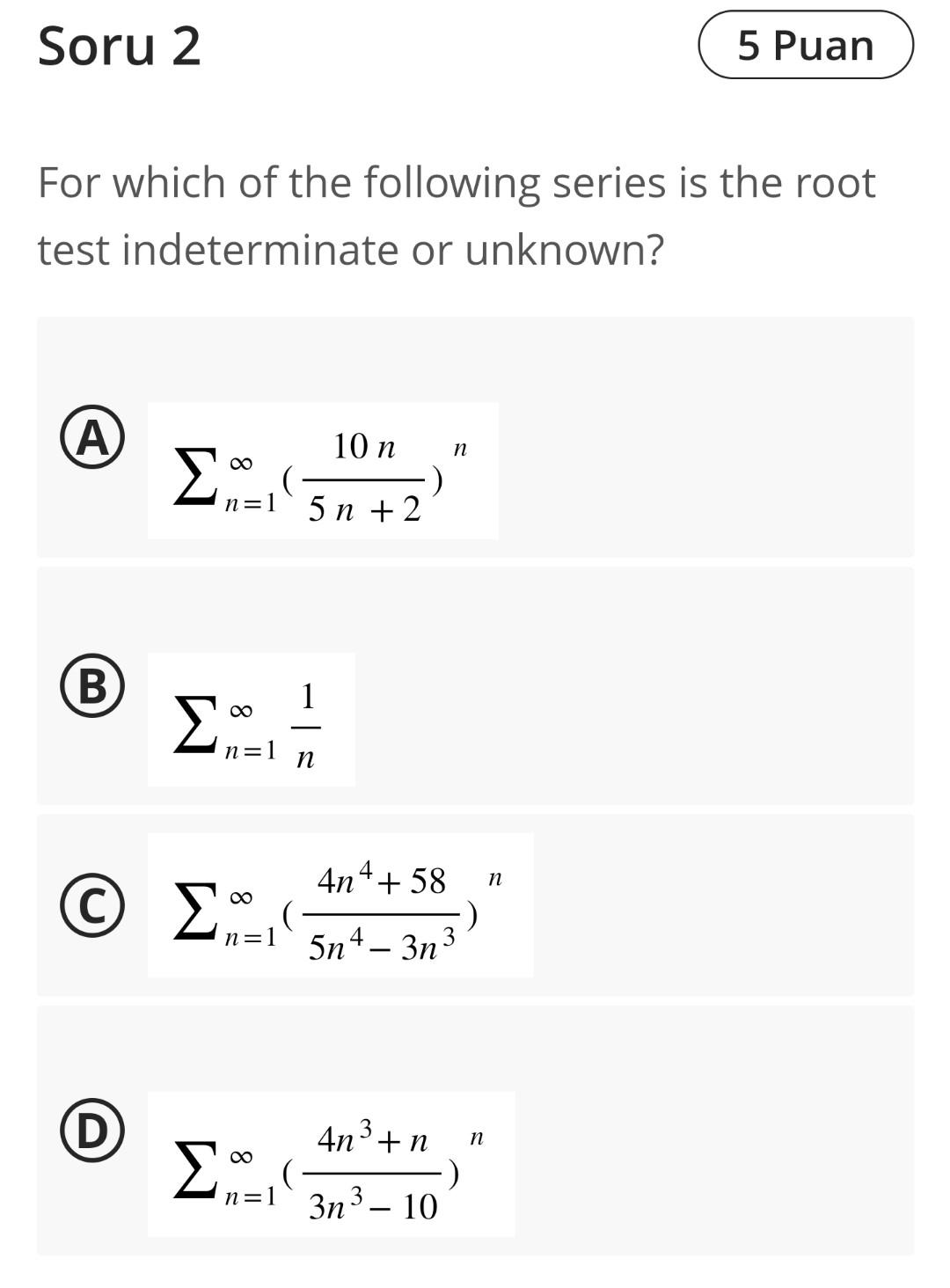 Solved For which of the following series is the root test | Chegg.com