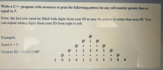 Solved Write a C++ ﻿program with recursion to print the | Chegg.com