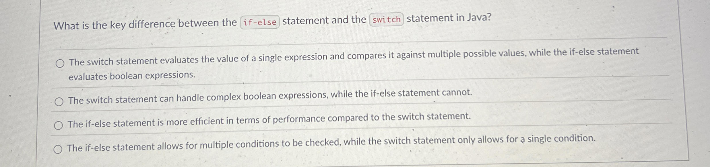 Solved What is the key difference between the if-else | Chegg.com