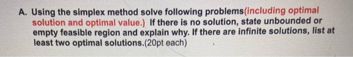 Solved Using the simplex method solve following | Chegg.com