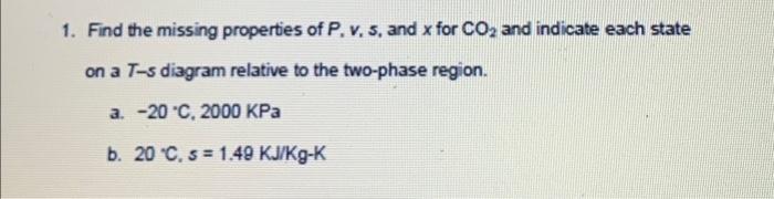 Solved 1. Find the missing properties of P. v, s, and x for | Chegg.com
