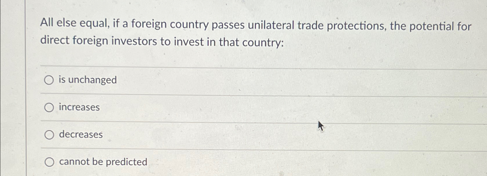 Solved All else equal, if a foreign country passes | Chegg.com