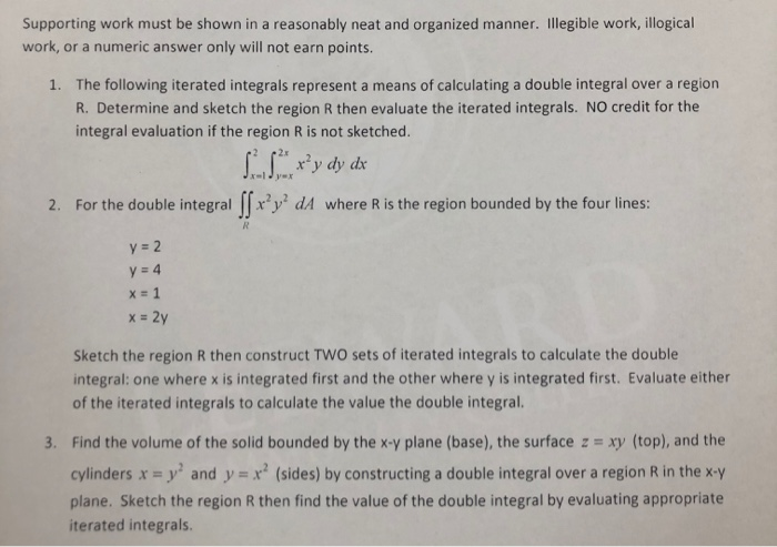 Solved 1 t The following iterated integrals represent a | Chegg.com