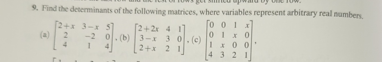 Solved Find the determinants of the following matrices, | Chegg.com