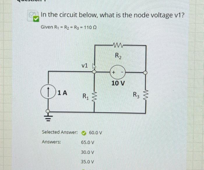 Solved In the circuit below, what is the node voltage v1? | Chegg.com