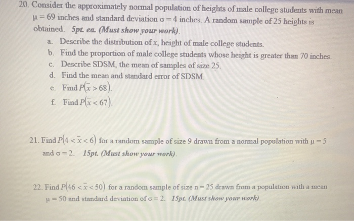 Solved 20. Consider the approximately normal population of | Chegg.com