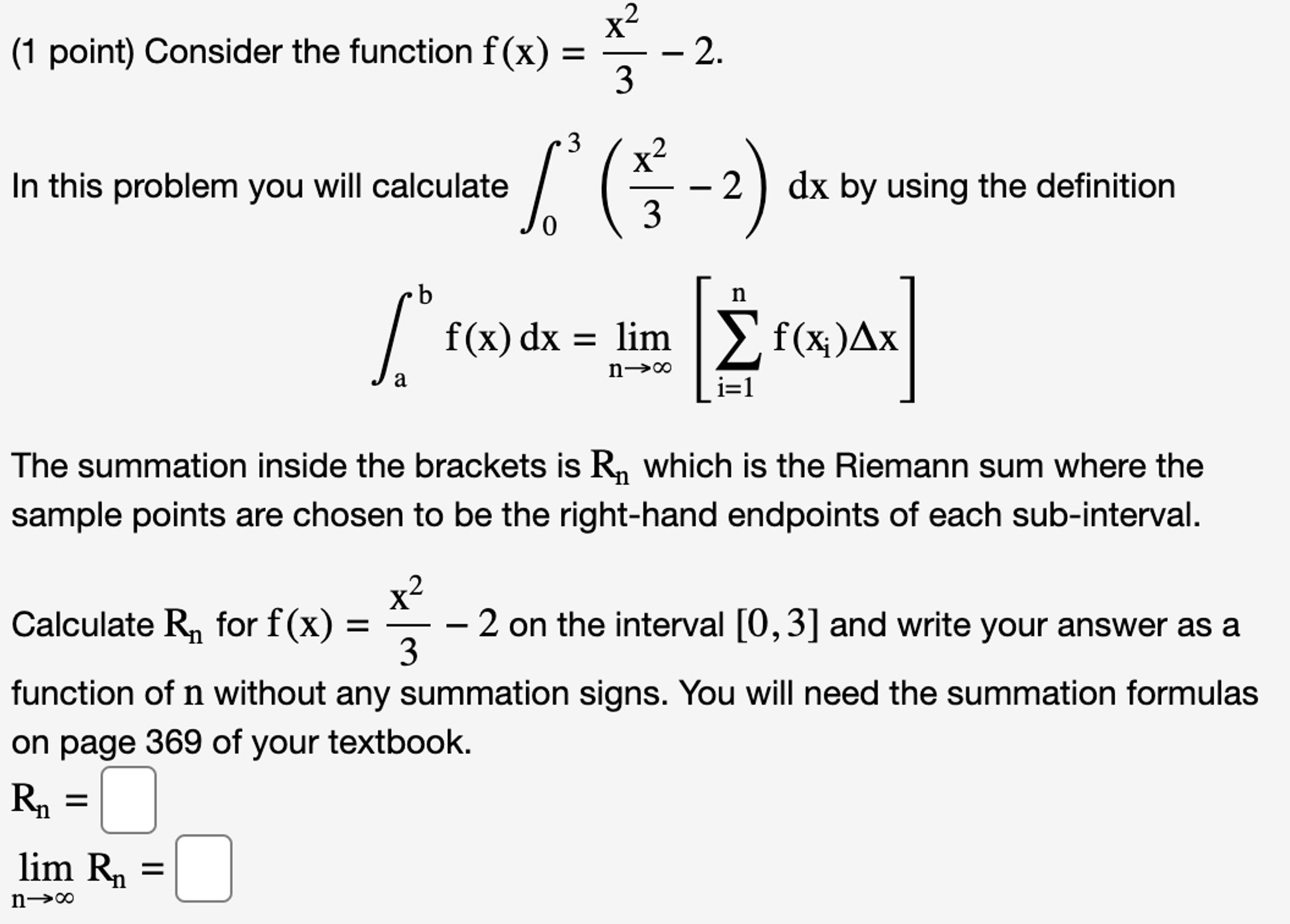Solved (1 ﻿point) ﻿Consider the function f(x)=x23-2.In this | Chegg.com