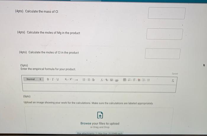 Solved Data And Report Submission - Empirical Formulas | Chegg.com