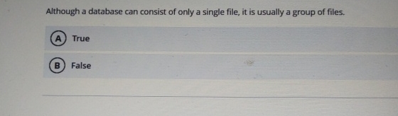 Solved Although a database can consist of only a single | Chegg.com