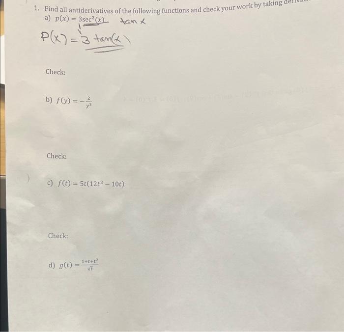 Solved 1. Find all antiderivatives of the following | Chegg.com