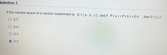 Solved If the sample space of a random experiment is: | Chegg.com