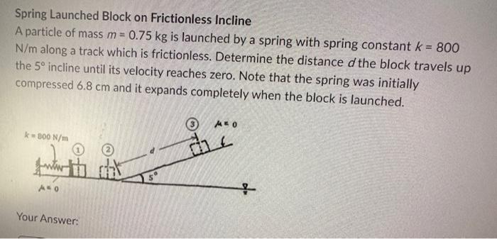 Solved Spring Launched Block on Frictionless Incline A | Chegg.com