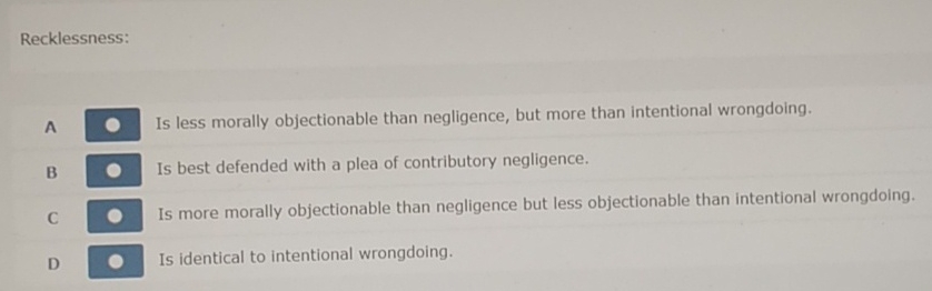 Solved Recklessness:AIs less morally objectionable than | Chegg.com