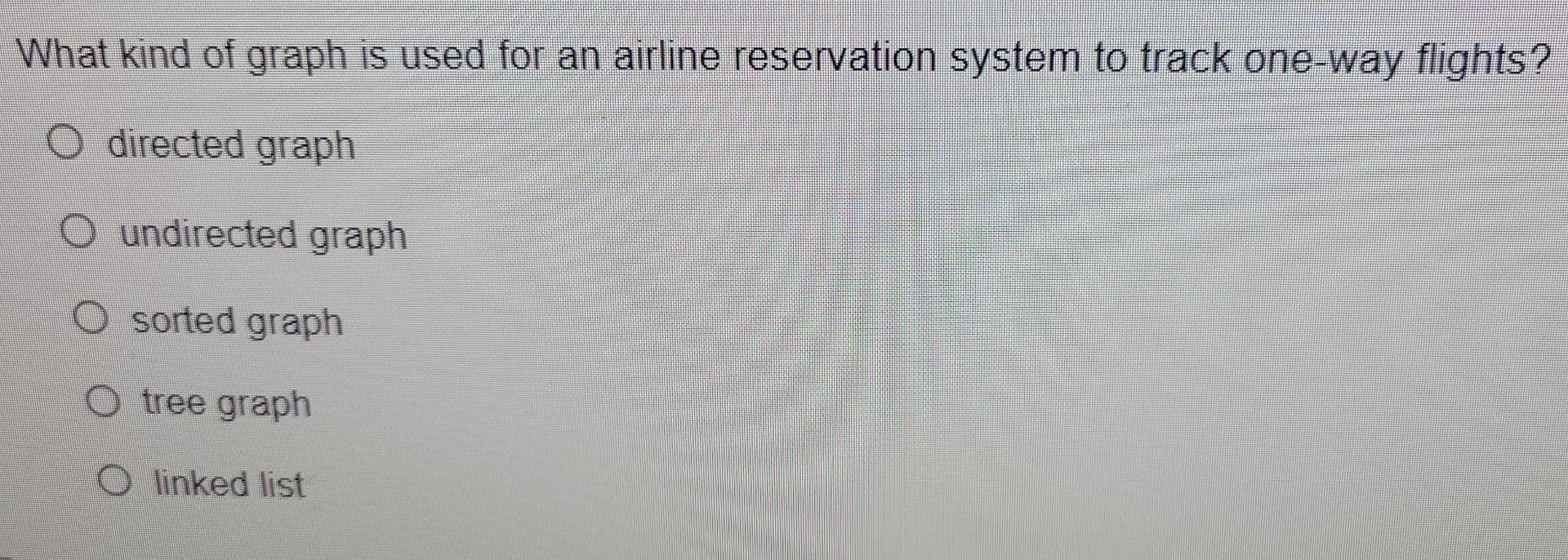 Solved What kind of graph is used for an airline reservation | Chegg.com