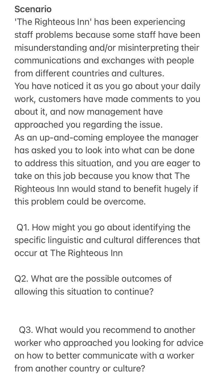 Solved Scenario 'The Righteous Inn' has been experiencing | Chegg.com