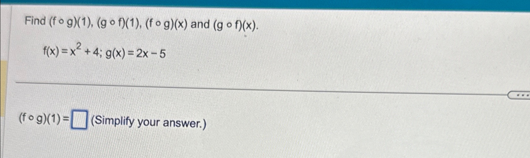 Solved Find (f@g)(1),(g@f)(1),(f@g)(x) ﻿and | Chegg.com