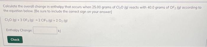 Solved Calculate the overall change in enthalpy that occurs | Chegg.com