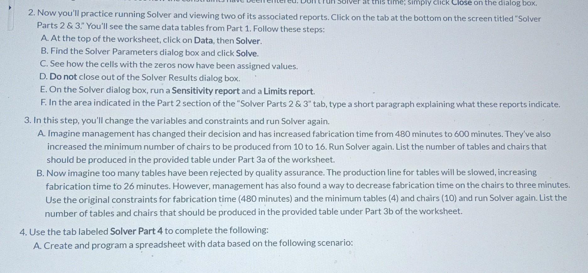 2. Now you'll practice running Solver and viewing two | Chegg.com