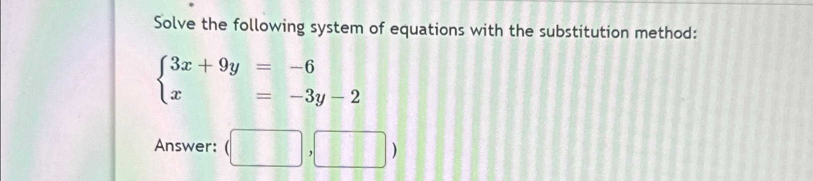 Solved Solve the following system of equations with the | Chegg.com