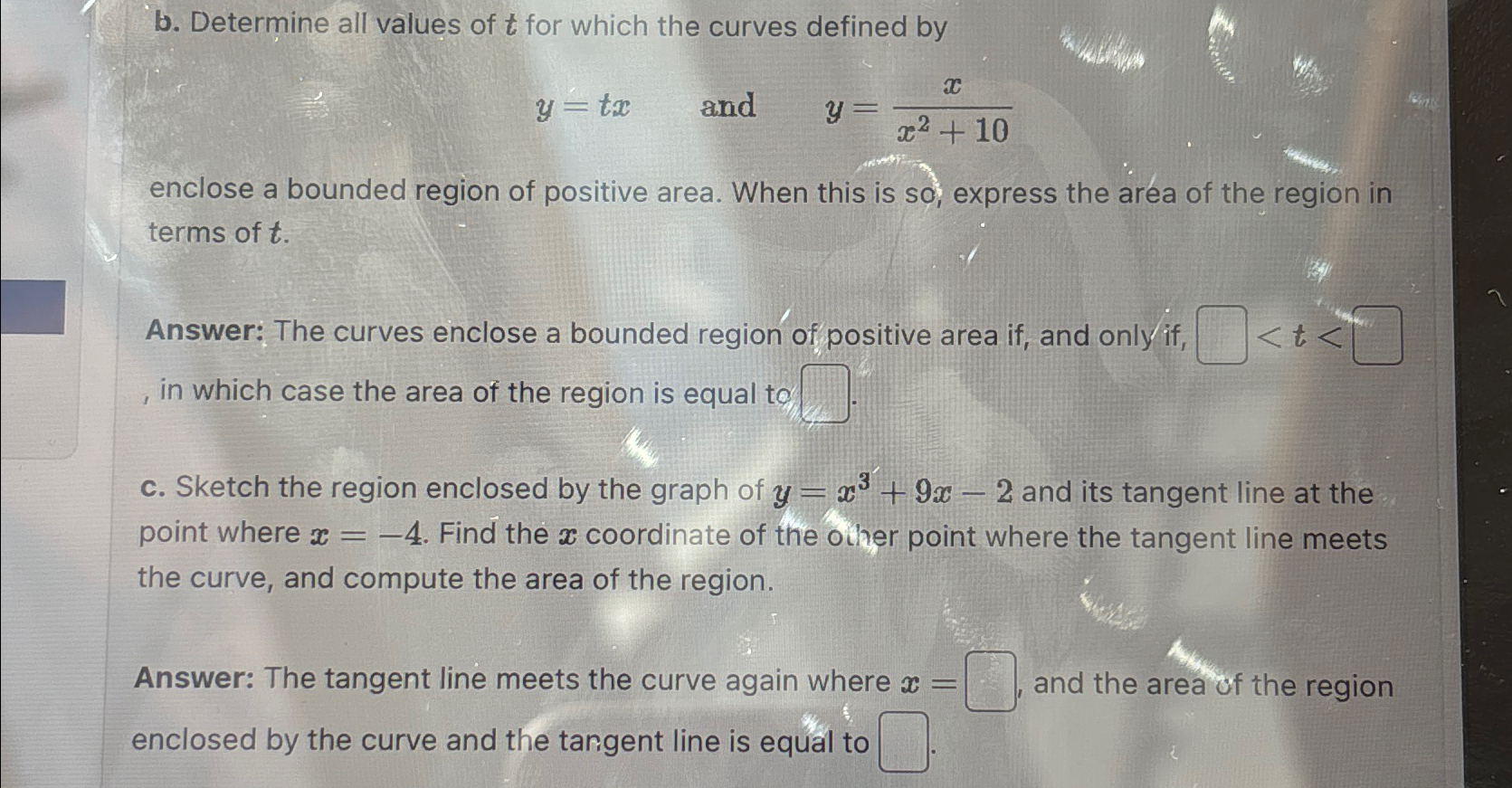 Solved b. ﻿Determine all values of t ﻿for which the curves | Chegg.com