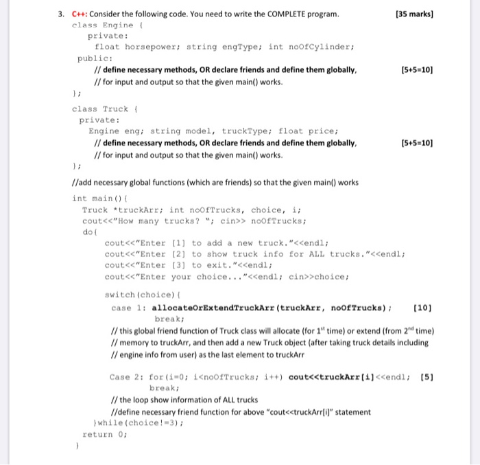 (35 marks) 3. C++: Consider the following code. You | Chegg.com